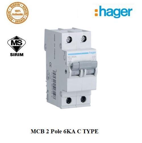 Hager MY 63A 2P MCB 4.5kA MY263E | Lazada