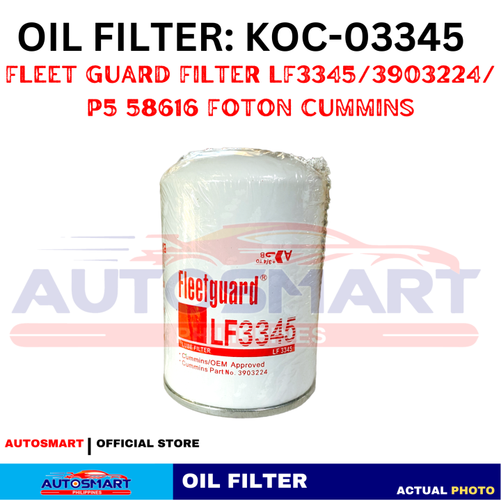 OIL FILTER: KOC-03345 FLEET GUARD FILTER LF3345/3903224/ P5 58616 FOTON ...