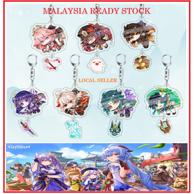 Genshin Impact Acrylic Keychain Anime Animation Double Sided Keychains ...