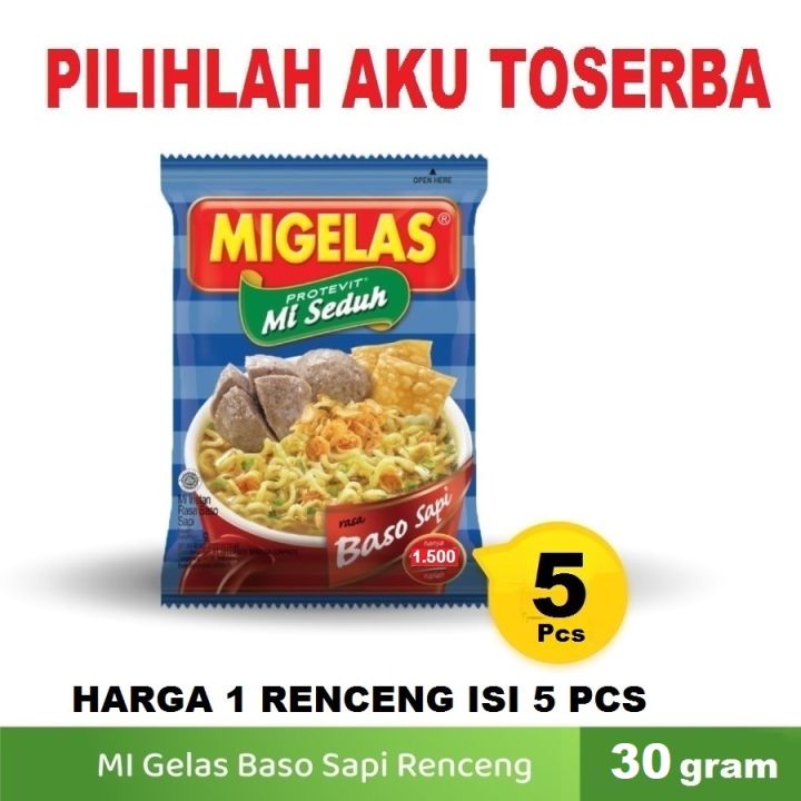 Mie Gelas Migelas Rasa Baso Sapi 30 Gr - (HARGA 1 Renceng isi 5 Pcs ...