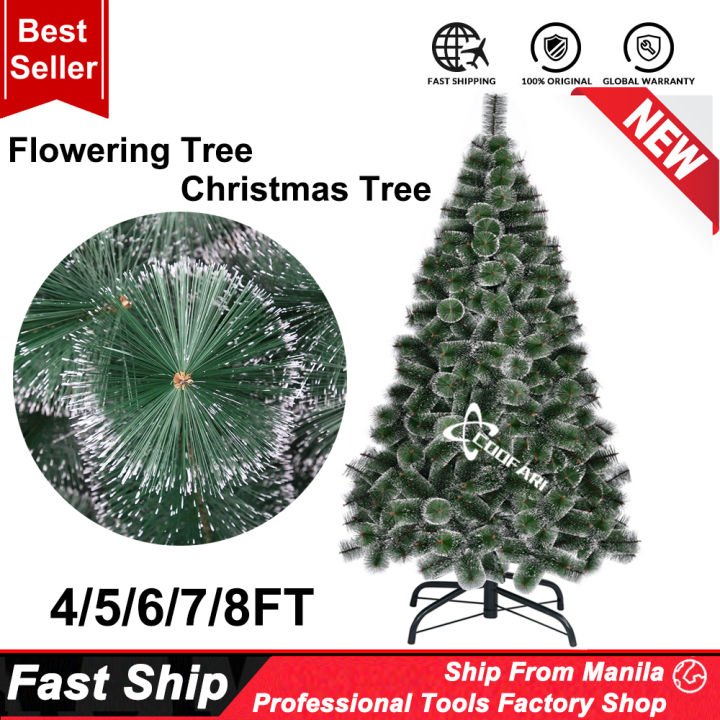 COOFARI Green Flowering tree Christmas Tree 4/5/6/7FT Snow White Pine ...