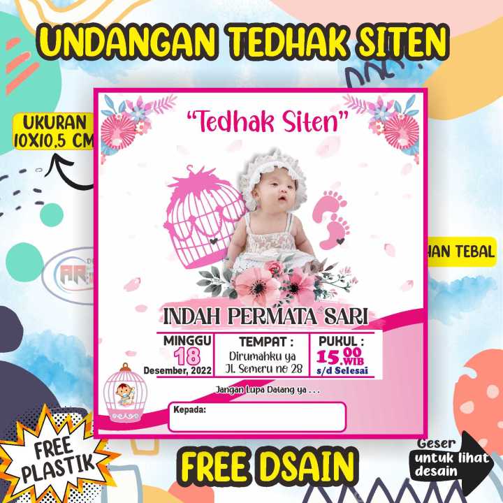 (FREE PLASTIK)50 LEMBAR Undangan Tedak Siten custom | Lazada Indonesia