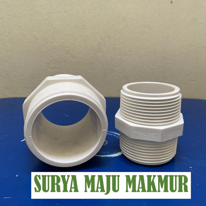 DOUBLE NEPEL PVC 1-1/4" 1-1/2" 2" inch PVC nipple drat luar dim dobel ...