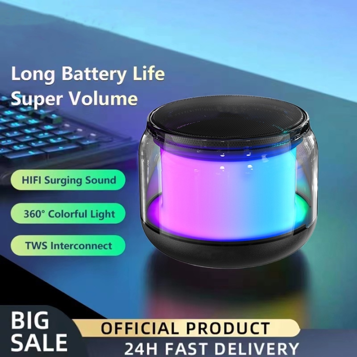 RGB Lights Super Bass Bluetooth Speaker Wireless Portable Mini Speaker ...