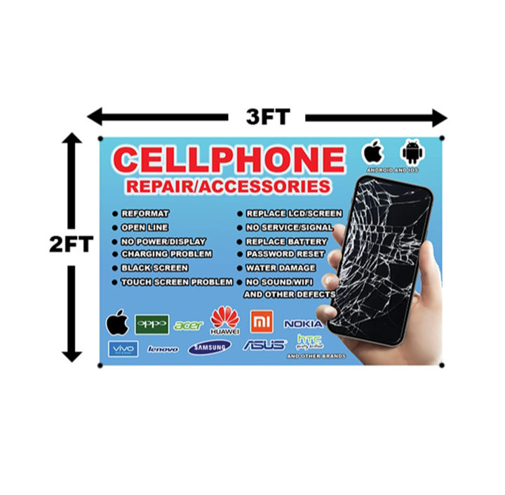 Cellphone repair tarpaulin signage small/medium/large Size with 4 butas ...