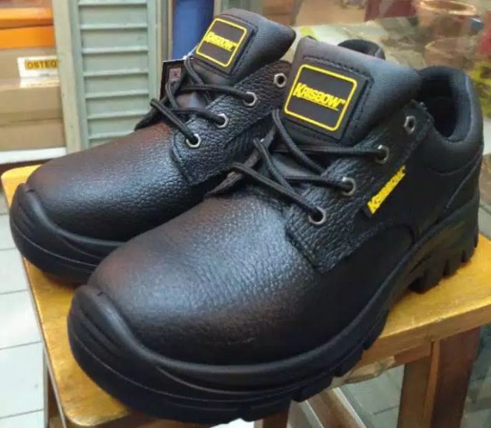 Sepatu Krisbow Safety shoes / Hitam, Model tali 4 inch, Sepatu ...