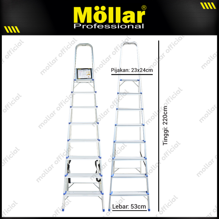 MOLLAR 91 Tangga Lipat Rumah 8 Step Aluminium Tingkat Household Ladder ...