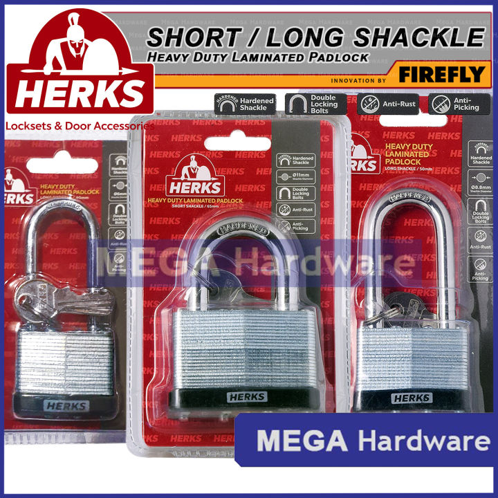 HERKS FIREFLY Heavy Duty Laminated Padlock 40mm 45mm 50mm 65mm Short ...