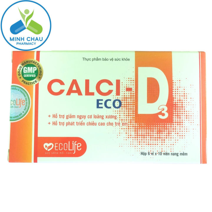 Viên bổ sung vitamin Calci D3 Eco hộp 6 vỉ x 10 viên giảm loãng xương ở ...