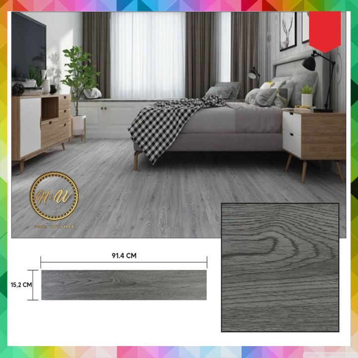 10 PCS- VINYL LANTAI PLANK MOTIF KAYU / VINYL FLOORING WOODEN MOTIF ...