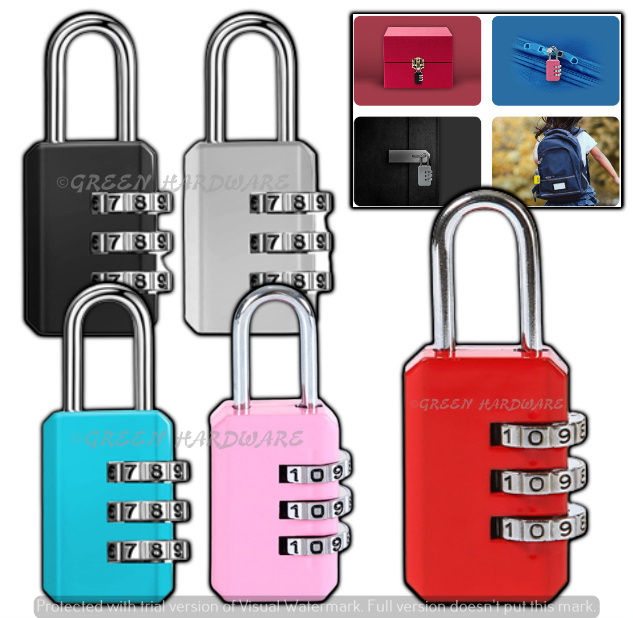 1PCS 3 Digit Resettable Combination Padlock Coded Lock School Gym ...