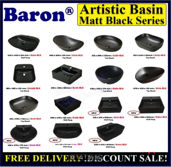 Baron Basin Artistic Basin Matt black series|A426 | A025 | A423B | A449 ...
