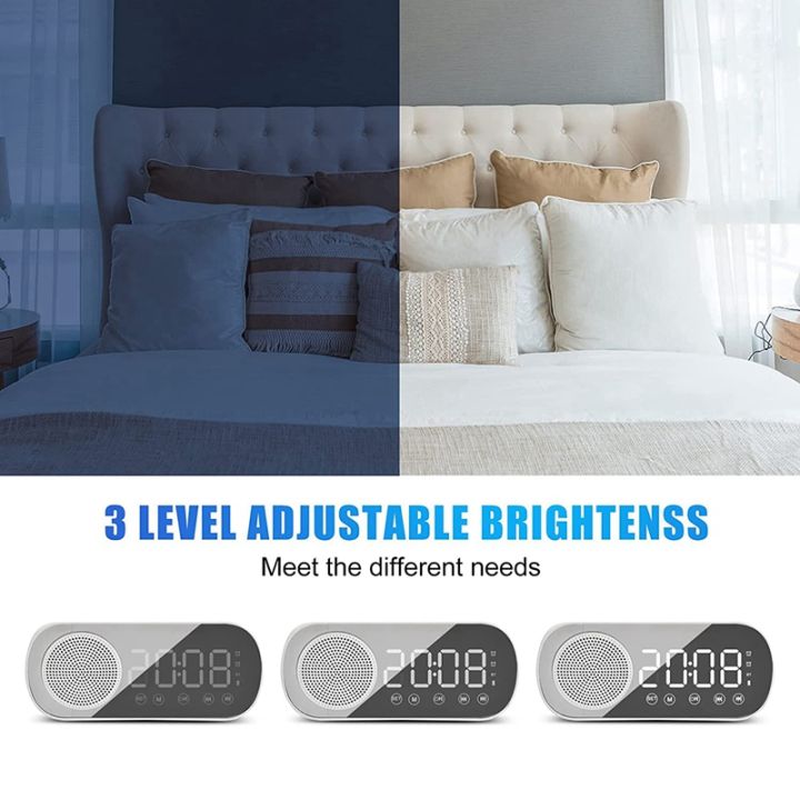 LED Digital Alarm Clock with FM Radio and Bluetooth Speaker, 3 Levels ...