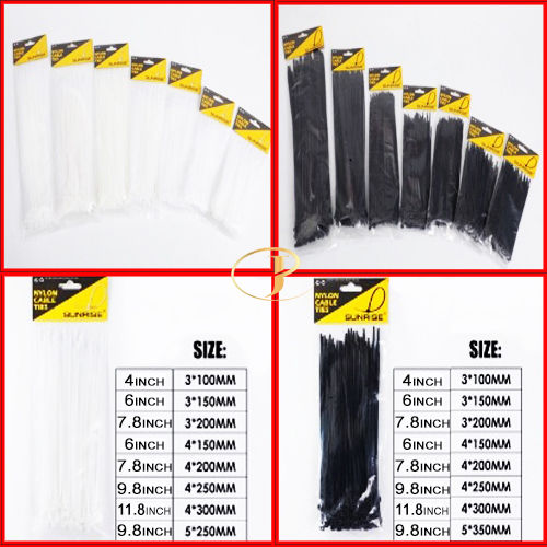 50PCS Black Nylon Cable Tie Self Locking (4inch 8inch 10inch 12inch ...