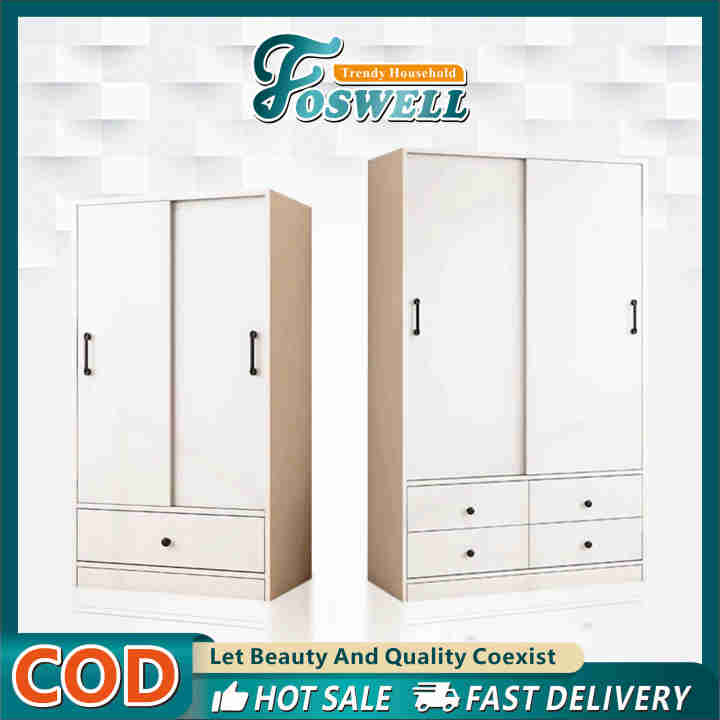 FOSWELL Wardrobe Bedroom Sliding Door Wardrobe Hanging Wardrobe Clothes ...