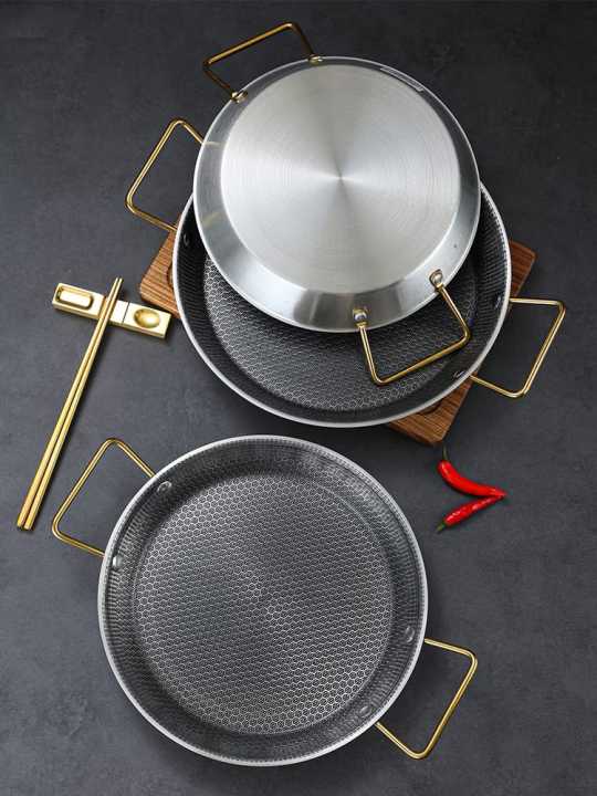 Double Eared Honeycomb Stainless Steel Flat Bottom Shallow Seafood ...