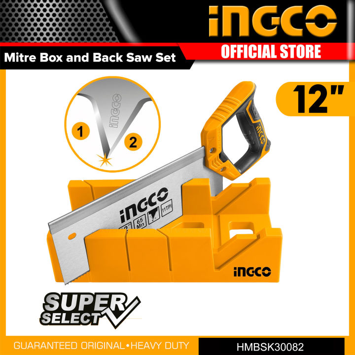 INGCO Miter Box And Back Saw Set 12"11TPI Wood Cutting Clamping Mitre ...
