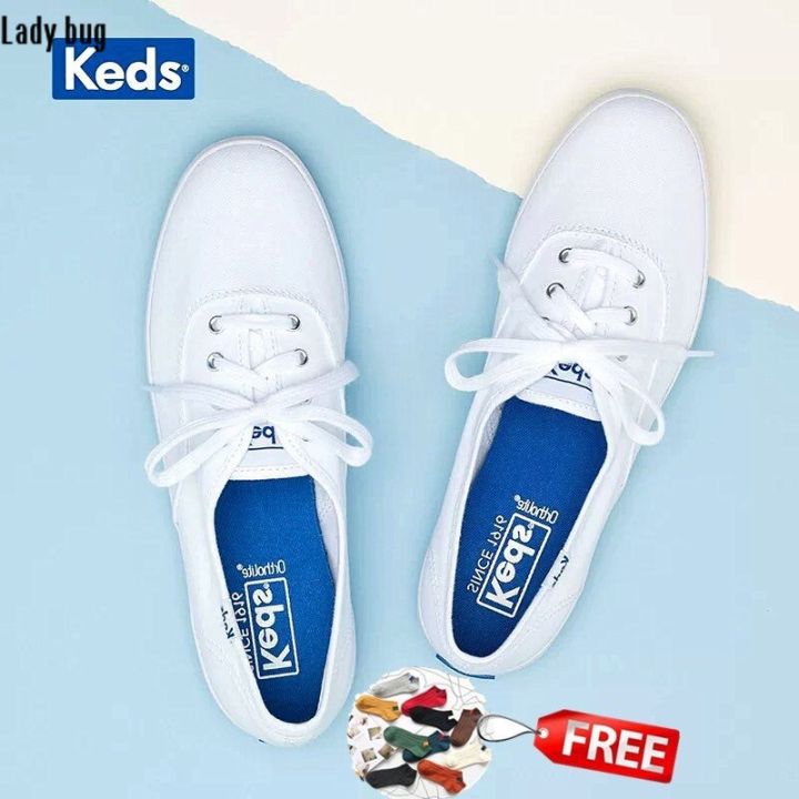 Keds (แถมฟรีถุงเท้า 2 คู่ ) Champion core white2016 WF34000 | Lazada.co.th