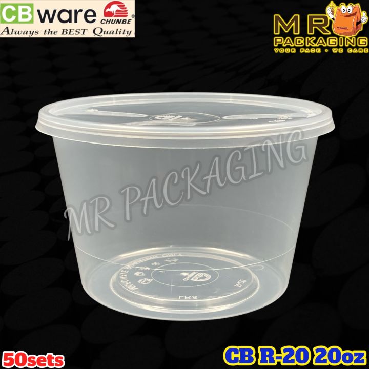 CB R20 Round Container with Lid ( 50sets± ) 590ml 20oz Disposable ...