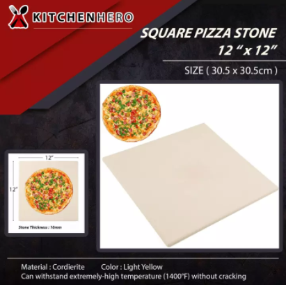 Pizza stone, baking stone, 12X12 inch heavy rectangular engineering ...