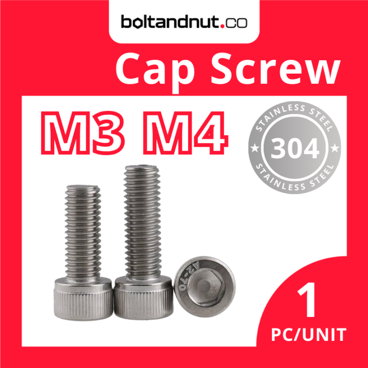 M3 M4 Hex Socket Cap Screw DIN912 | SUS 304 Stainless Steel Grade A2-70 ...