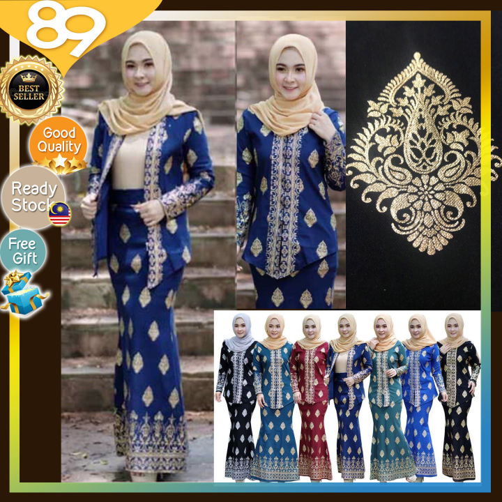 New Raya Moden Songket Kebaya Set Elegant Romance Graphic Gold Printed ...