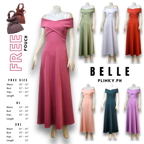 BELLE by PLINKY Wedding Entourage Ladies Dress Off Shoulder Maxi Formal ...