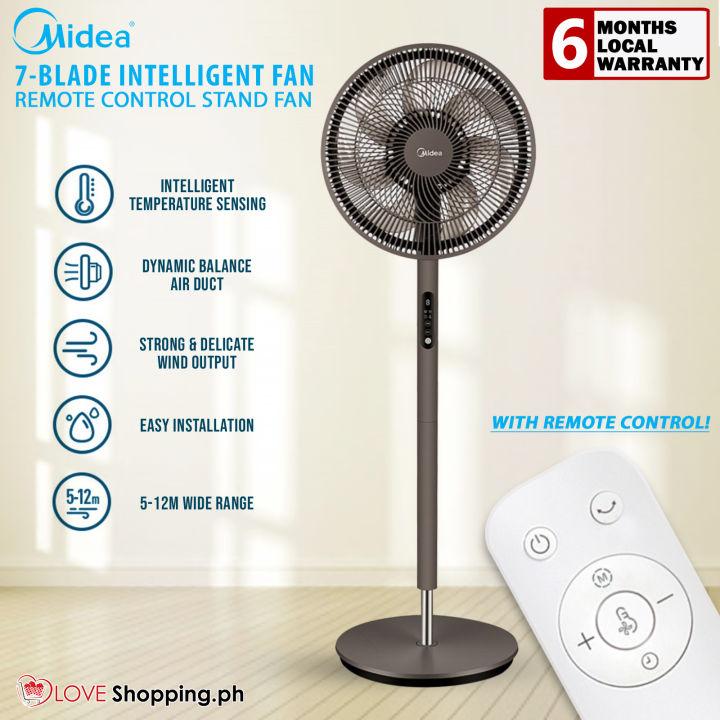 MIDEA Dual Purpose Electric Fan with 7 Bionic Blades Smart Fan Remote ...
