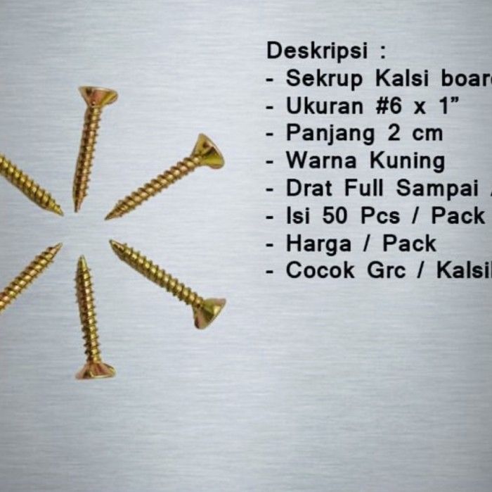 COD SEKRUP SKRUP KUNING KALSIBOARD GRC PLAFON #6 x 1" ( 2 cm ) ISI 50 ...