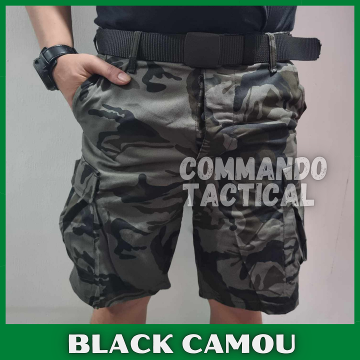 Commando 6 Pocket Tactical Cargo Shorts for Men Black Camou Cotton | Lazada PH