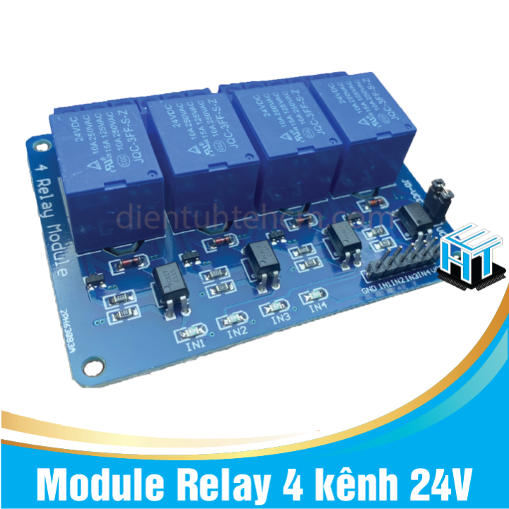 Module Relay 4 kênh 24V chịu được hiệu điện thế lên đến 250VAC 10A ...