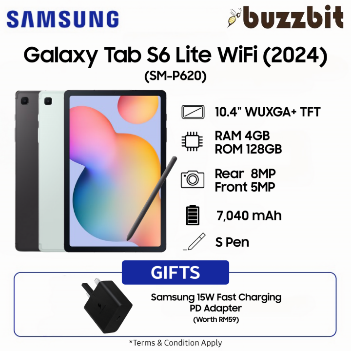 【4GB + 128GB】 Samsung Galaxy Tab S6 Lite WiFi 2024 Exynos With S Pen (SM-P620) - 10.4 Inch ...