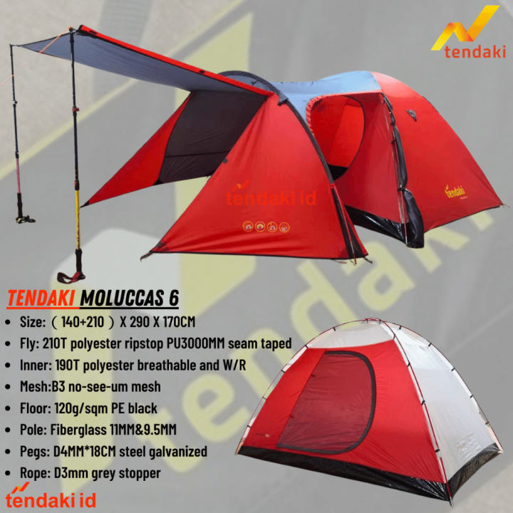 TENDA CAMPING TENDAKI MOLUCCAS 6 PRO TENDA FAMILY GUNUNG HIKING OUTDOOR ...