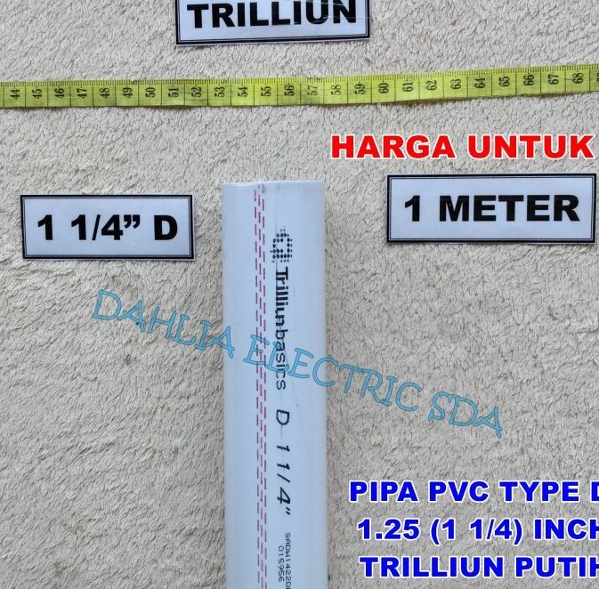 Pipa PVC 1 ¼ INCH TYPE D PUTIH TRILLIUN PANJANG 1 METER | Lazada Indonesia