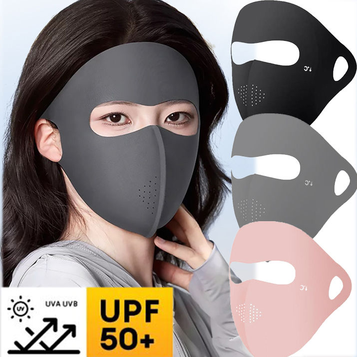 2Pcs Full-Face UV Face Mask Reusable UPF50+ Protection Ice Silk Face ...