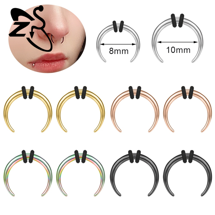1 PC 14/16G Vintage Nose Septum Ring Stainelss Steel C-shape Nose ...
