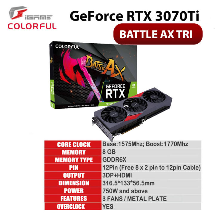 [มือสอง] Colorful Igame การ์ดจอ Nvidia Geforce Rtx 3070ti Battle Ax Oc
