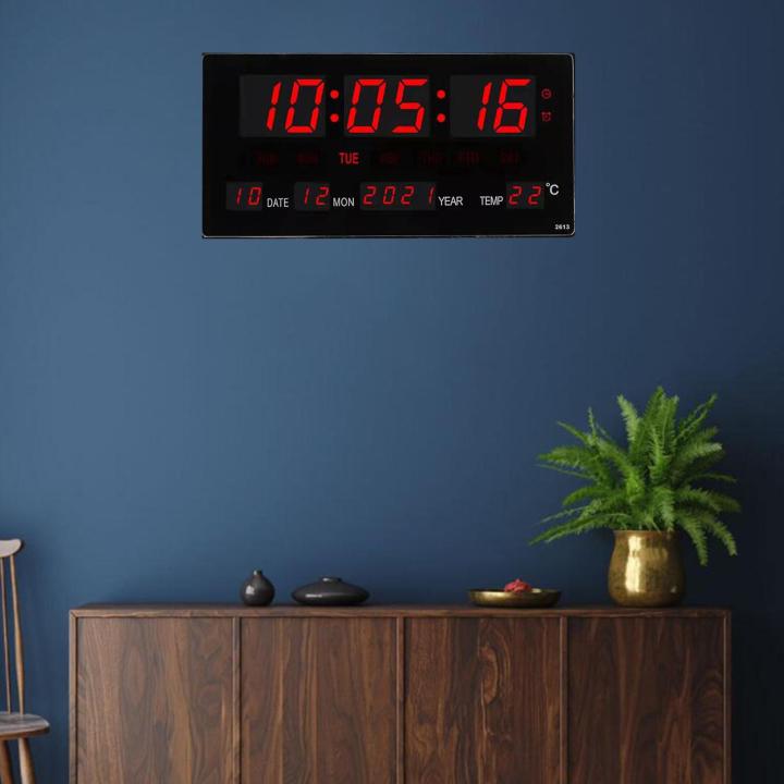Pelaso Large Digital Wall Clock W/ Temperature ,with Day Date Home LED ...