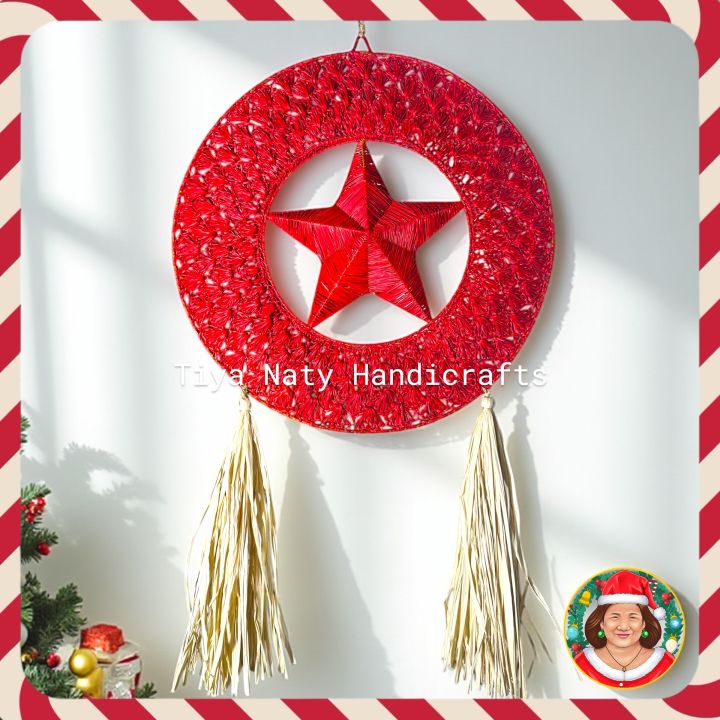 TIYA NATY 20-Inch Christmas Parol | Handmade Raffia, Rattan & Lupis ...