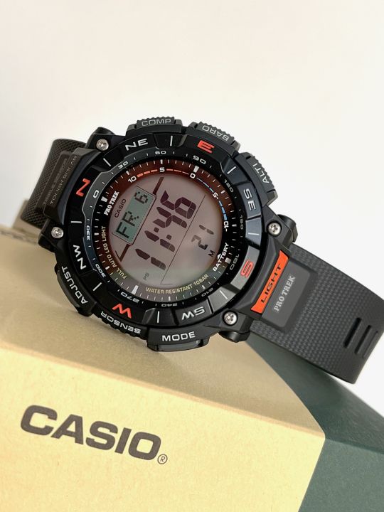 Casio Pro Trek PRG340-1 Tough Solar Triple Sensor Black Rubber Strap | Lazada PH