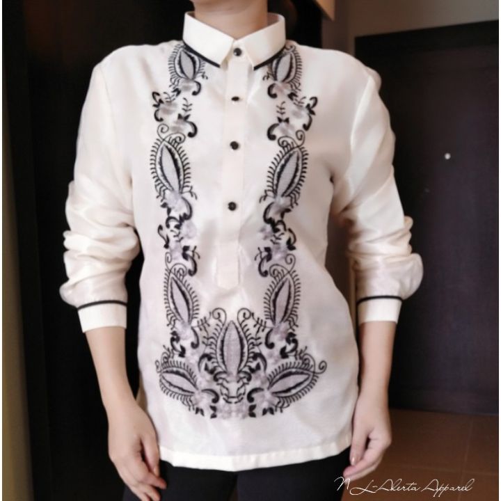 TOP BARONG FOR WOMEN / MODERN FILIPINIANA LONG SLEEVE FOR WOMEN | Lazada PH