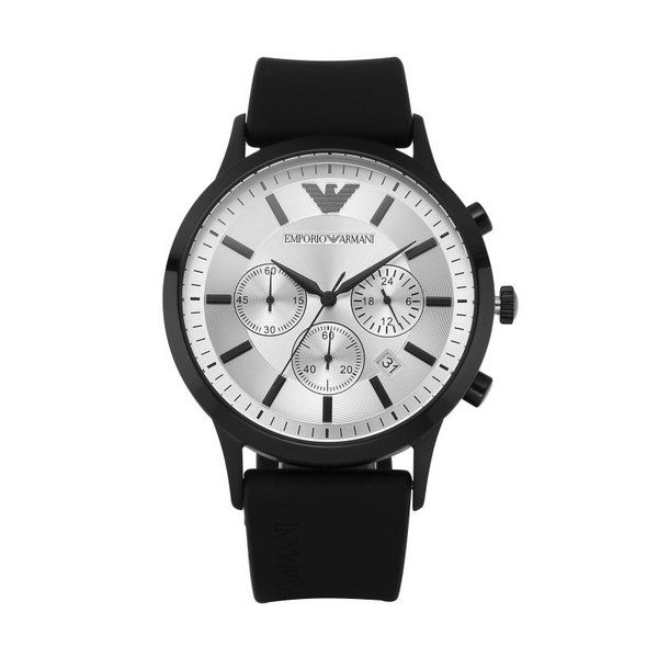 นาฬิกาข้อมือผู้ชาย AR11048 Emporio Armani Quartz Silver Dial Black ...