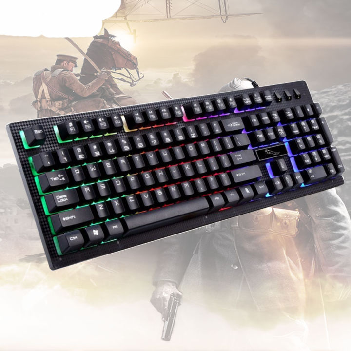 Leopard Gaming Keyboard LED RGB Mechanical Feel USB Wired 104 Keys ...