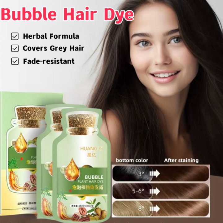 jiketai Plant ingredients DIY hair coloring shampoo Bubble Hair Dye Shampoo Covers grey hair ...