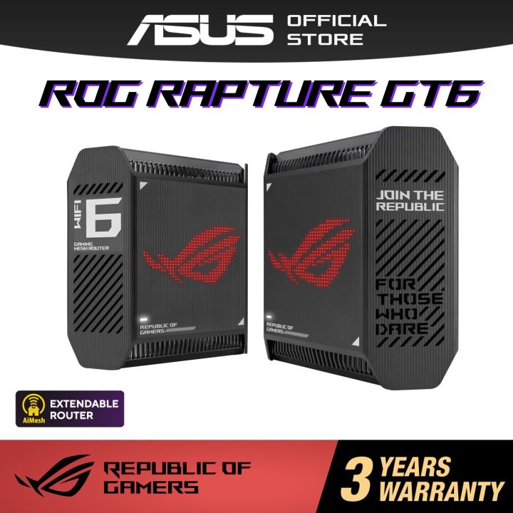 ASUS ROG Rapture GT6 AX10000 Wi-Fi 6 Tri-Band Ultimate Gaming Mesh WiFi ...