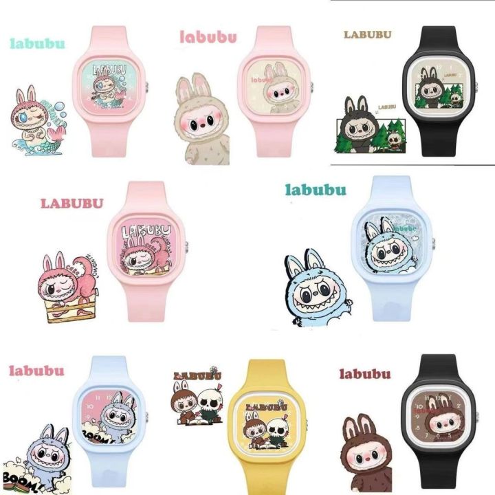The Monsters LABUBU Watch สำหรับเด็กผู้หญิงการ์ตูนน่ารัก Labubu สีลูกอม ...