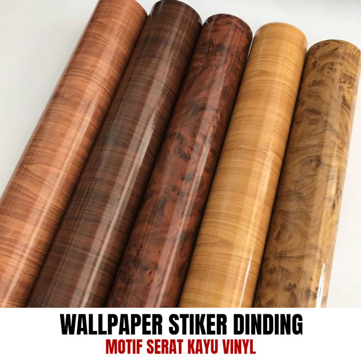 Wallpaper Dinding Motif Serat Kayu Vinyl Stiker Dinding / Wallstiker ...