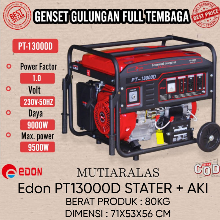 EDON PT-13000D MESIN GENSET 9500 WATT GENERATOR 4 TAK TERMURAH | Lazada ...