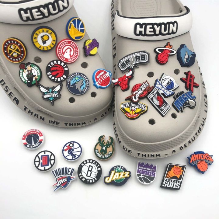basketball series NBA Team LOGO Charms for croc shoes accessories ...