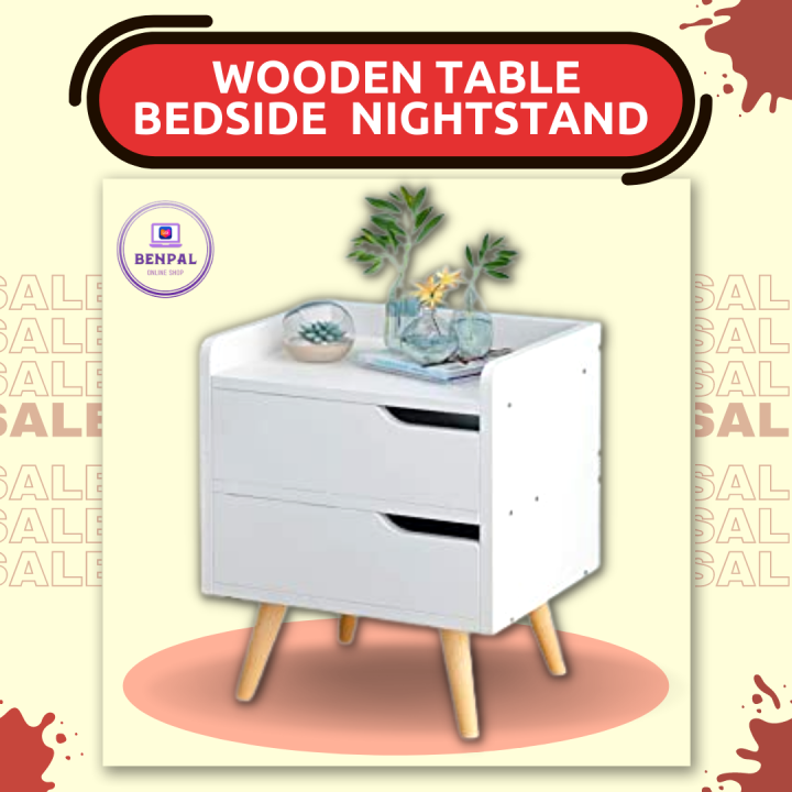 Wooden Elegant Bedside Table Nightstand Coffee Side Table with Drawer ...